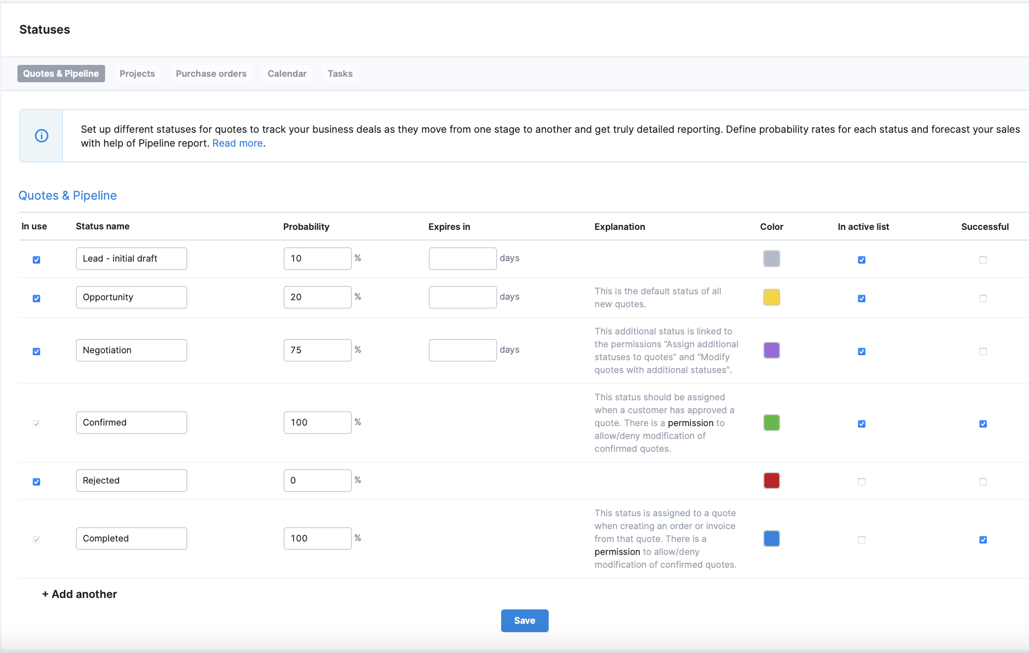 Statuses – Scoro Help Center