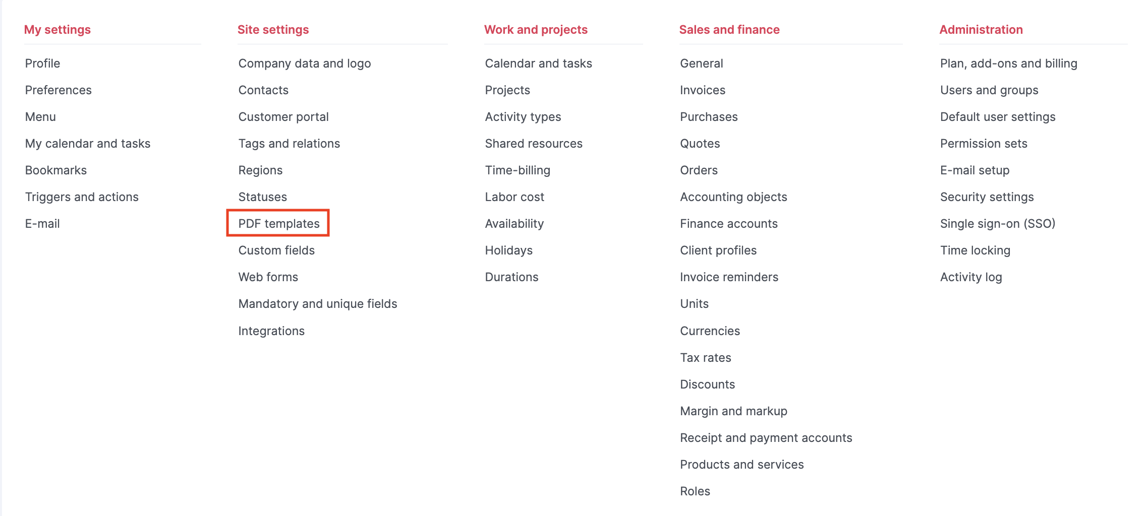 Adding Modifying And Deleting Pdf Templates Scoro Help Center