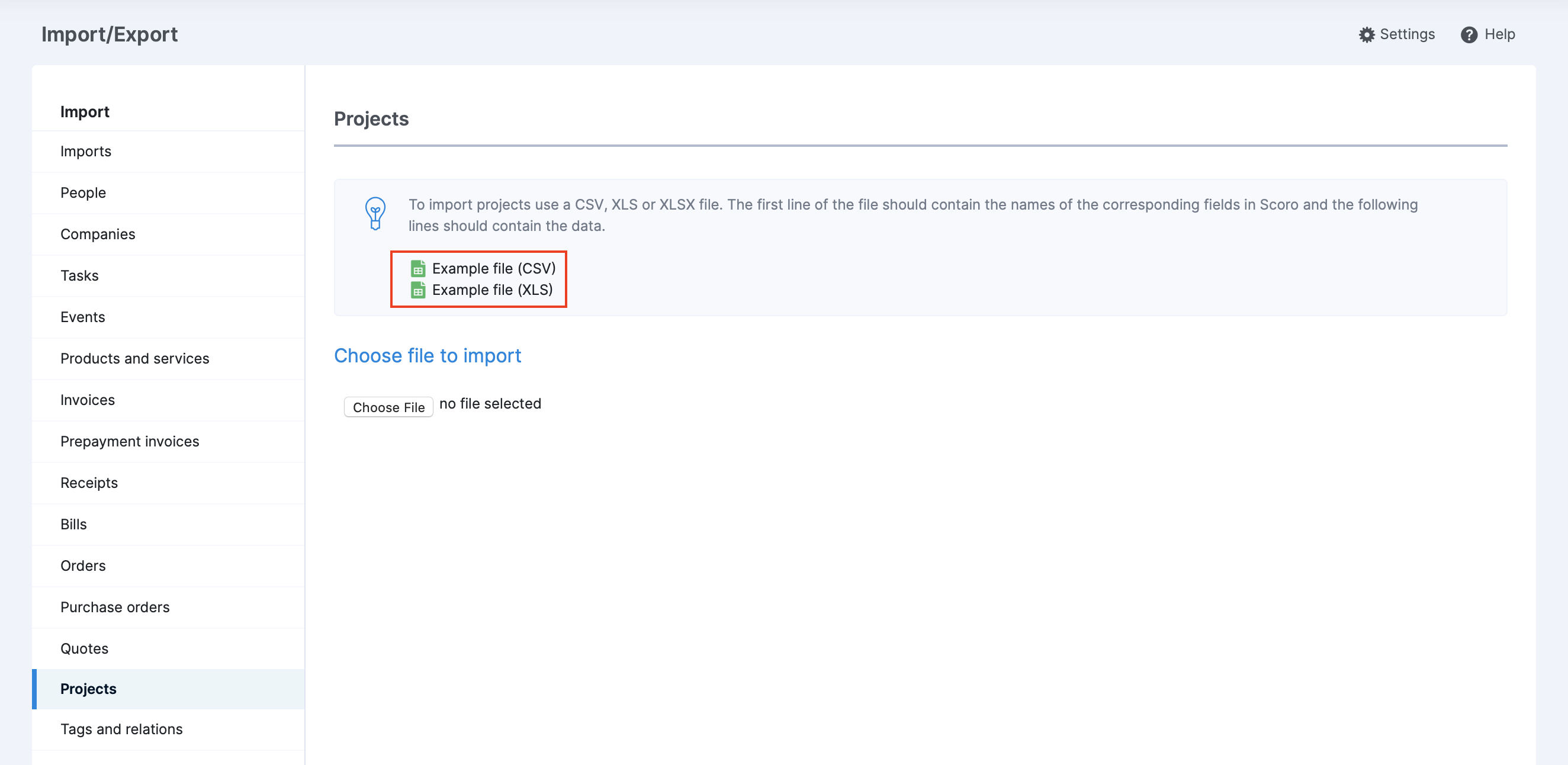 Importing projects – Scoro Help Center