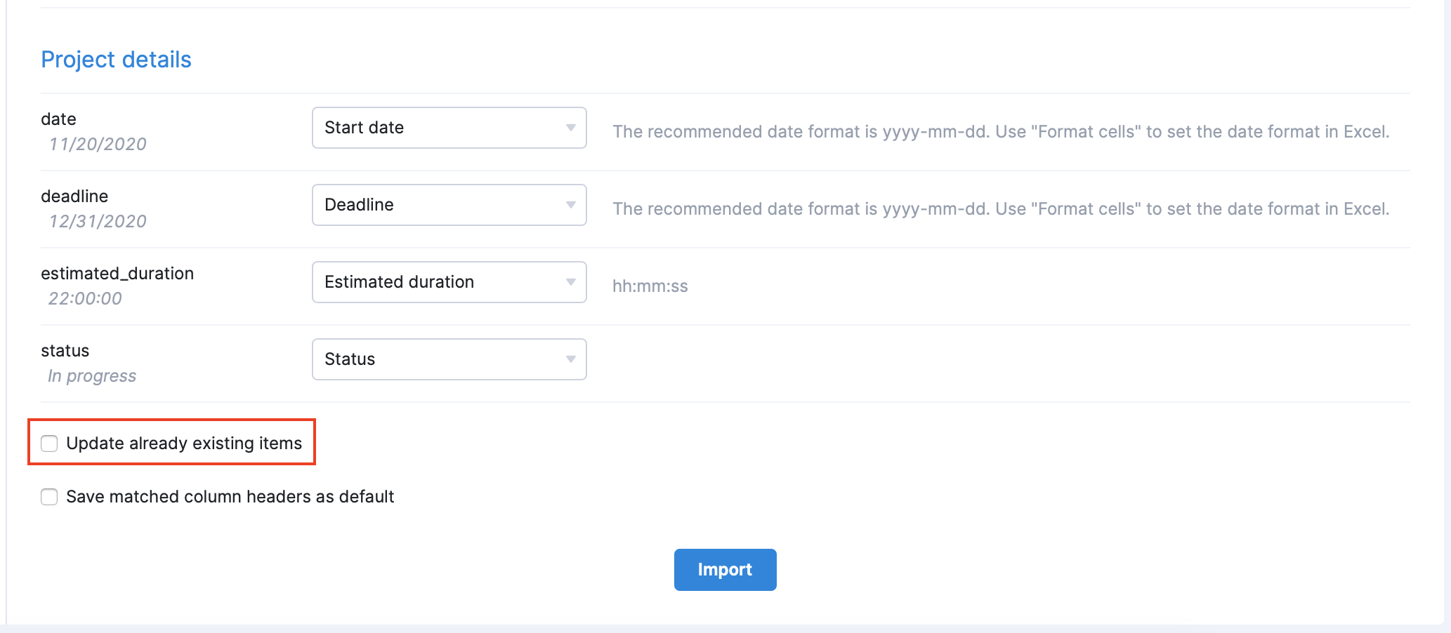 Importing projects – Scoro Help Center