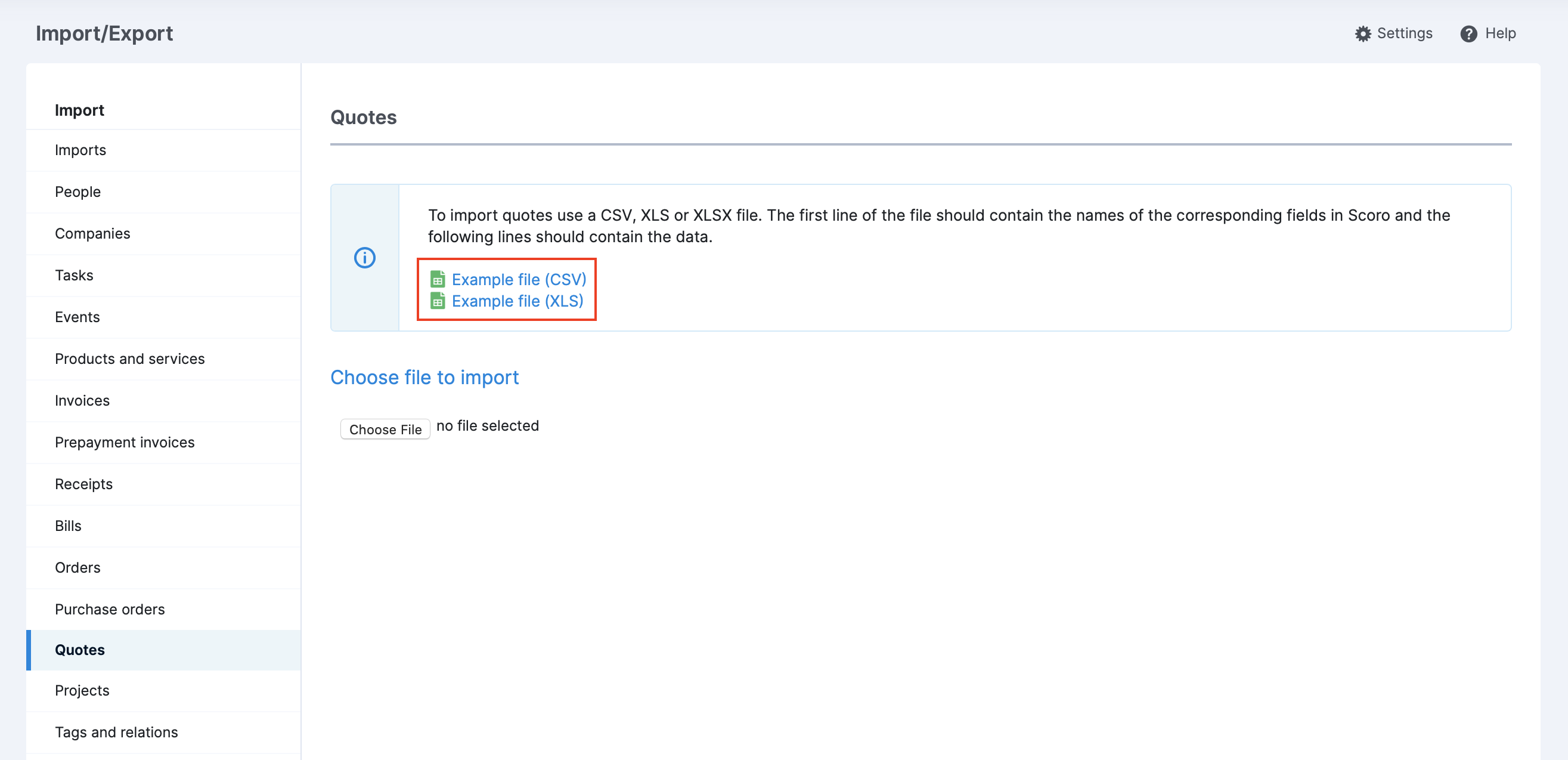 Importing quotes – Scoro Help Center