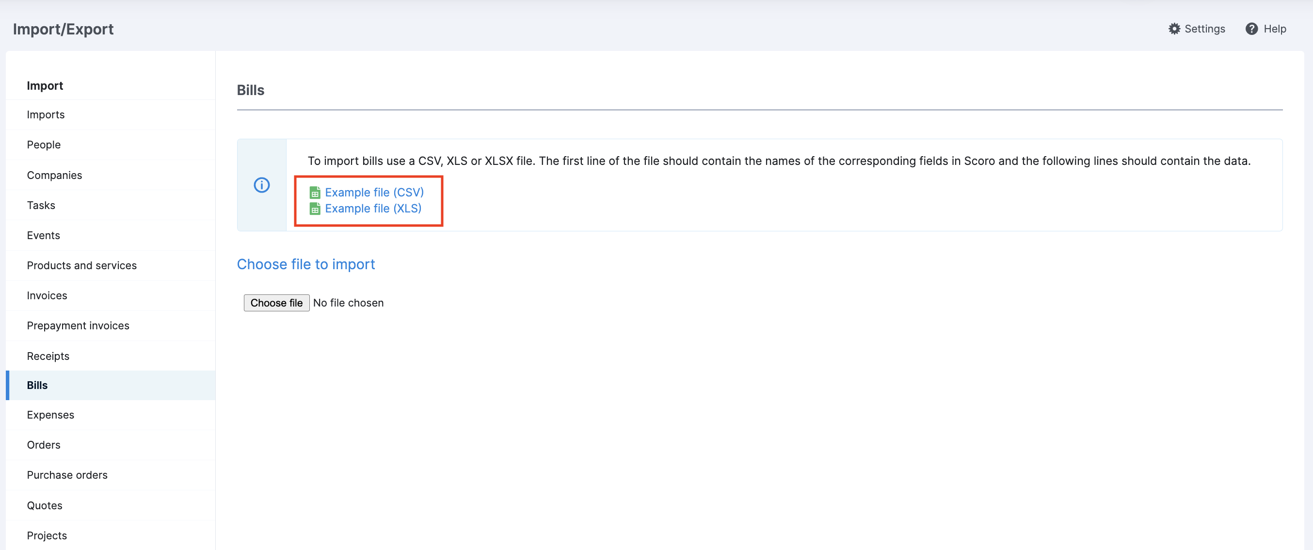 Importing bills – Scoro Help Center