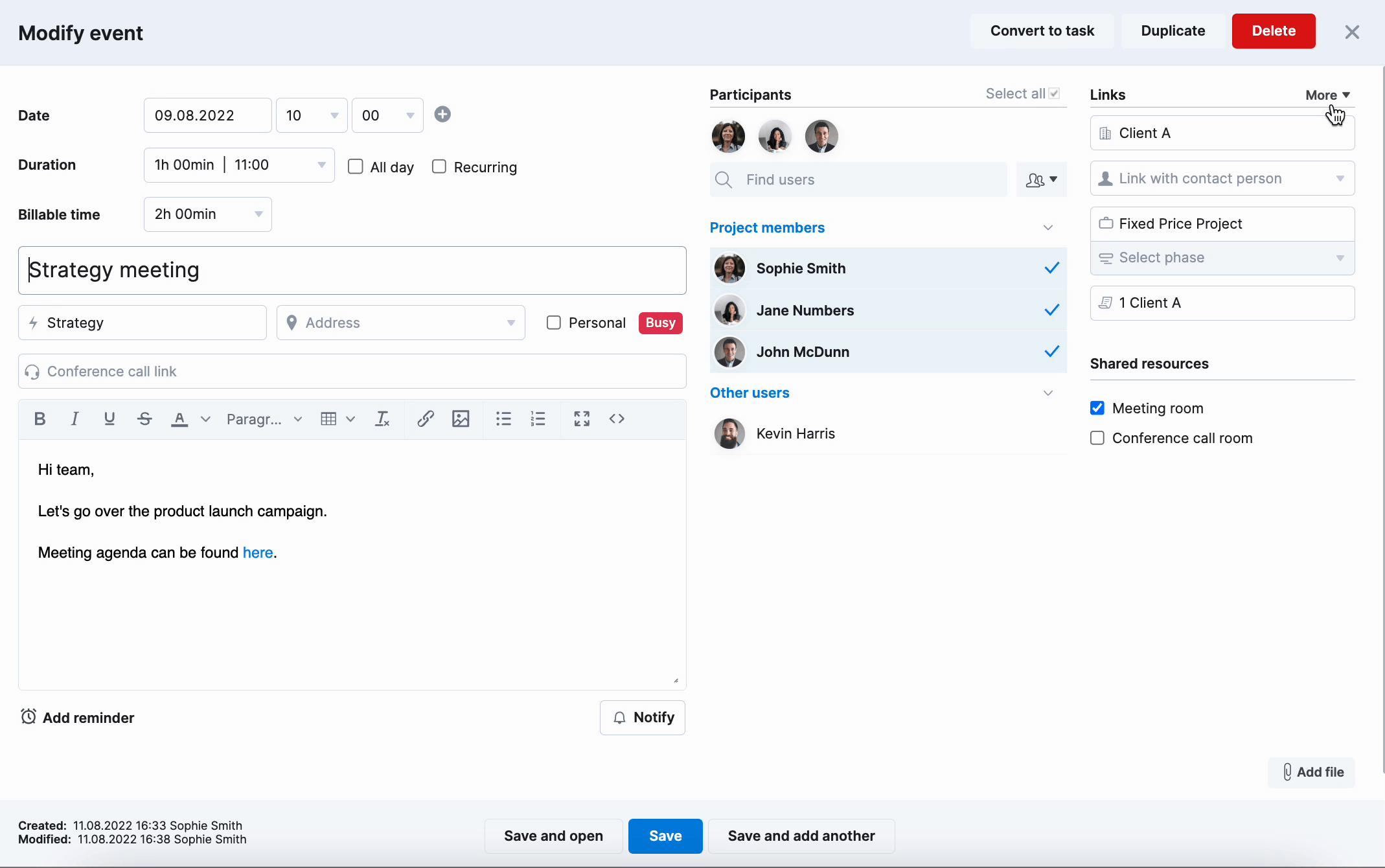 Quoted vs Actual table – Scoro Help Center