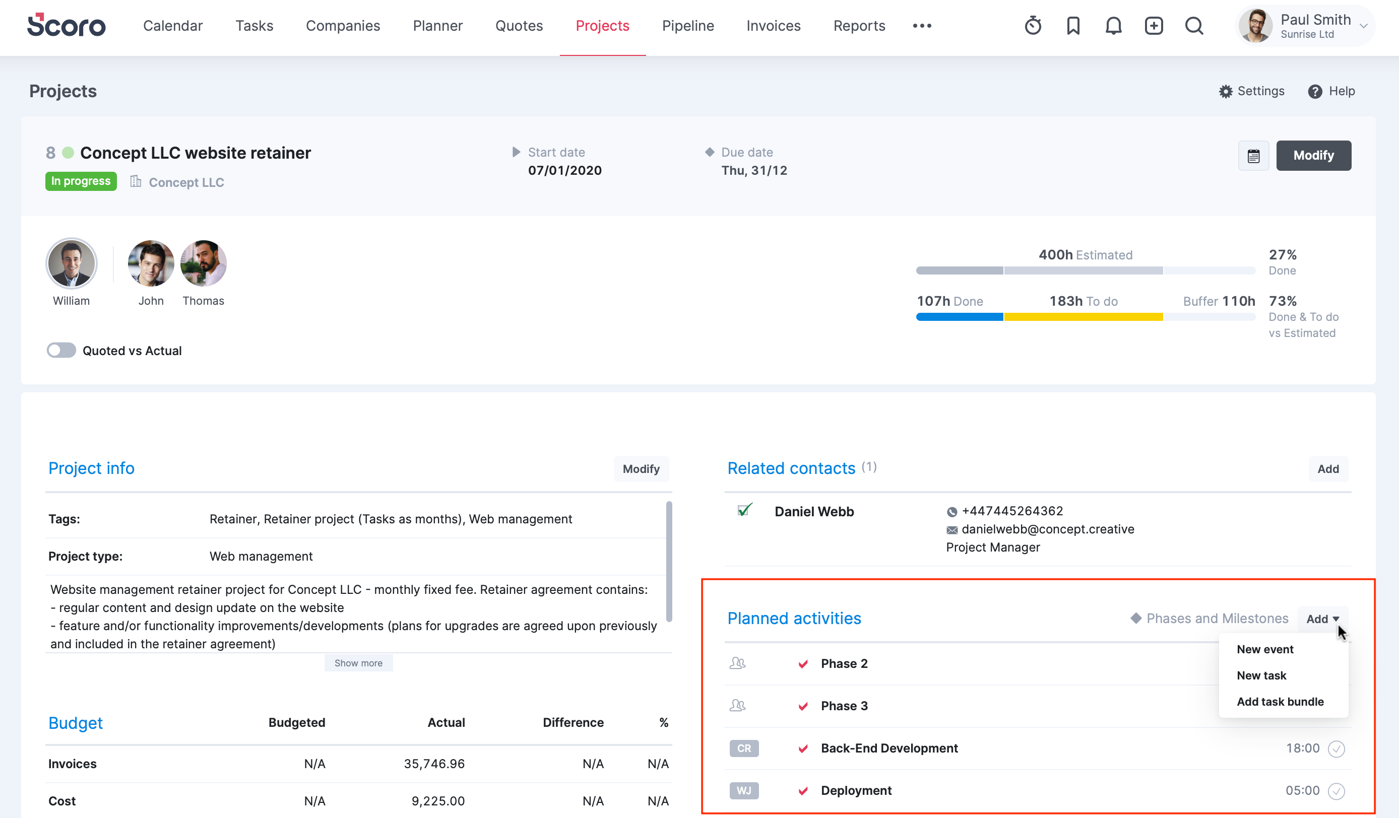 Adding A Task Scoro Help Center