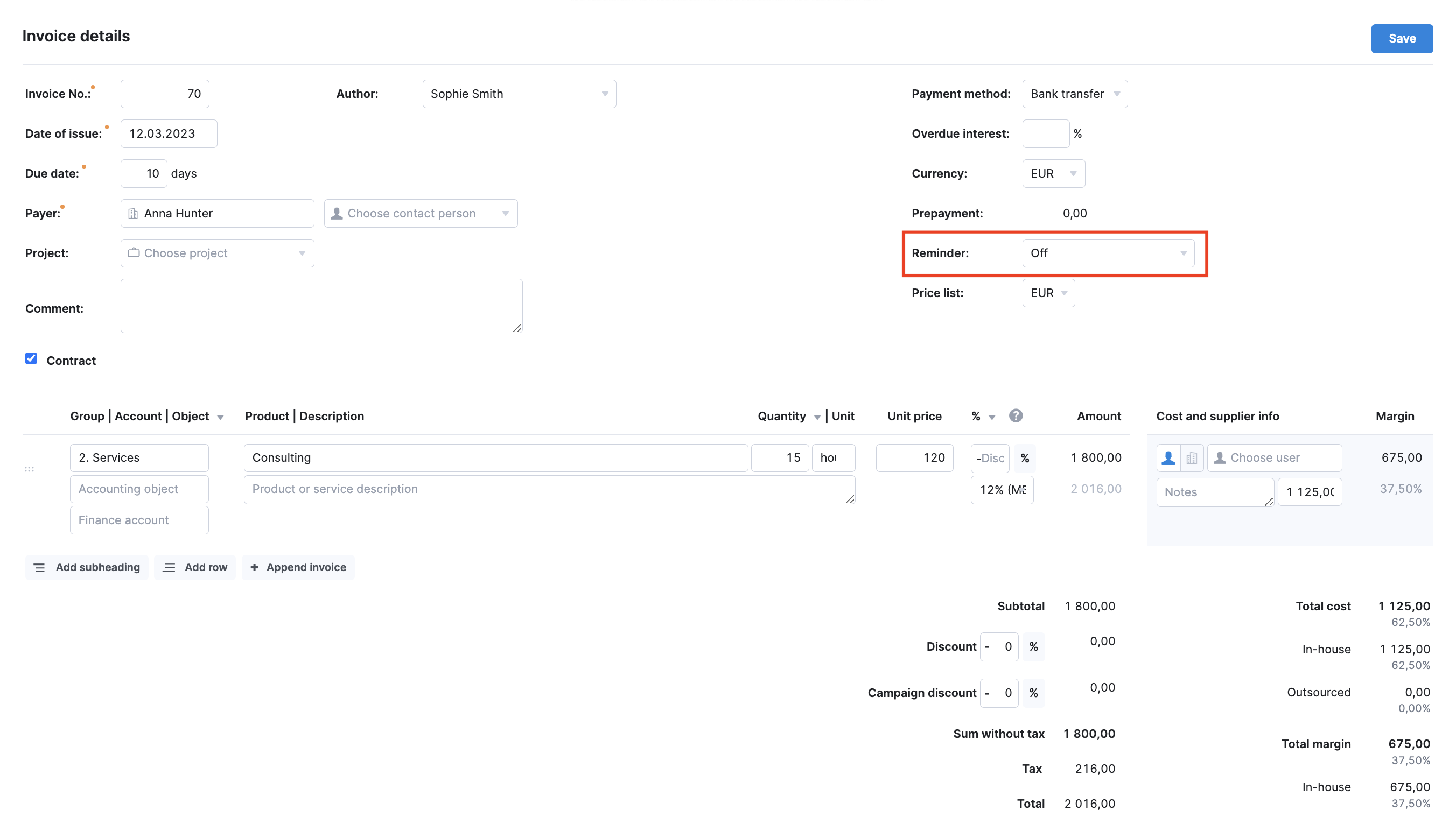 Invoice reminders – Scoro Help Center