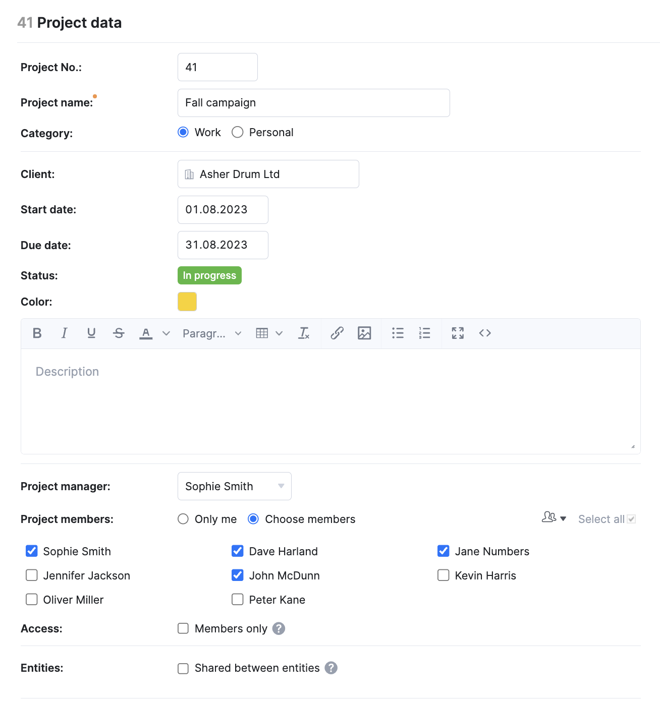 Creating, modifying and deleting projects – Scoro Help Center