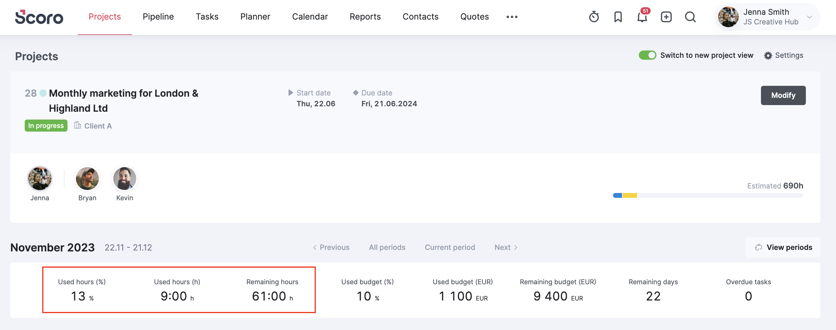 Managing retainer agreements – Scoro Help Center