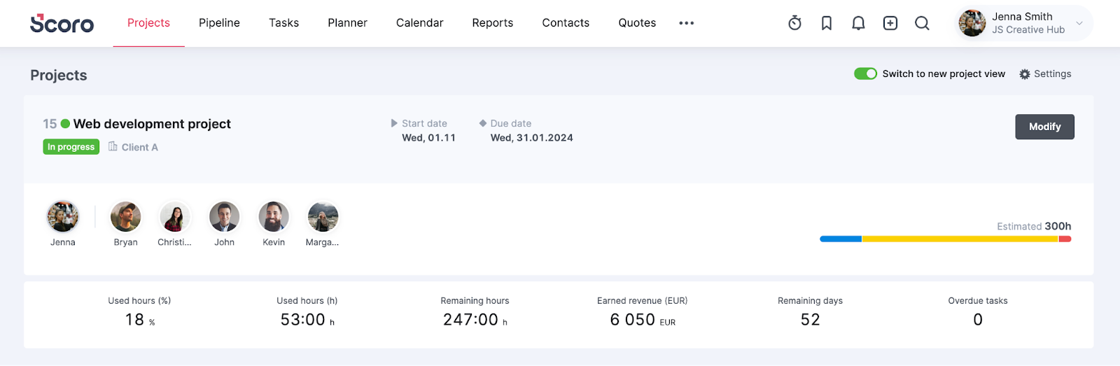 Project view – Scoro Help Center