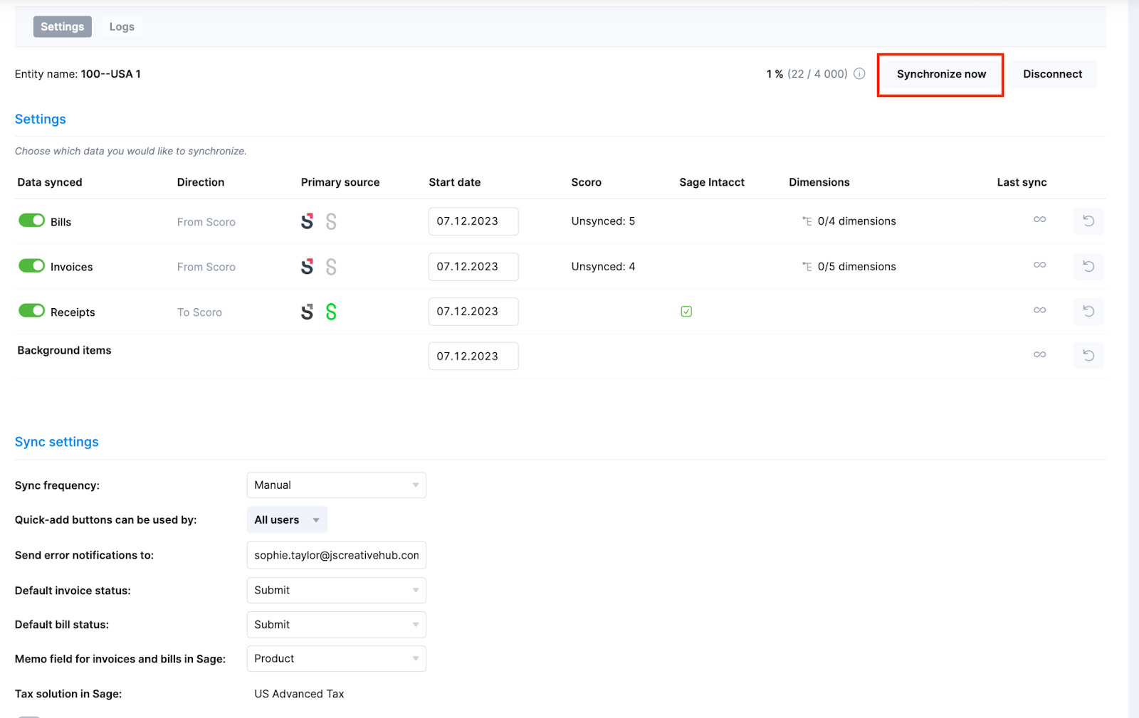 Sage Intacct – how the sync works – Scoro Help Center