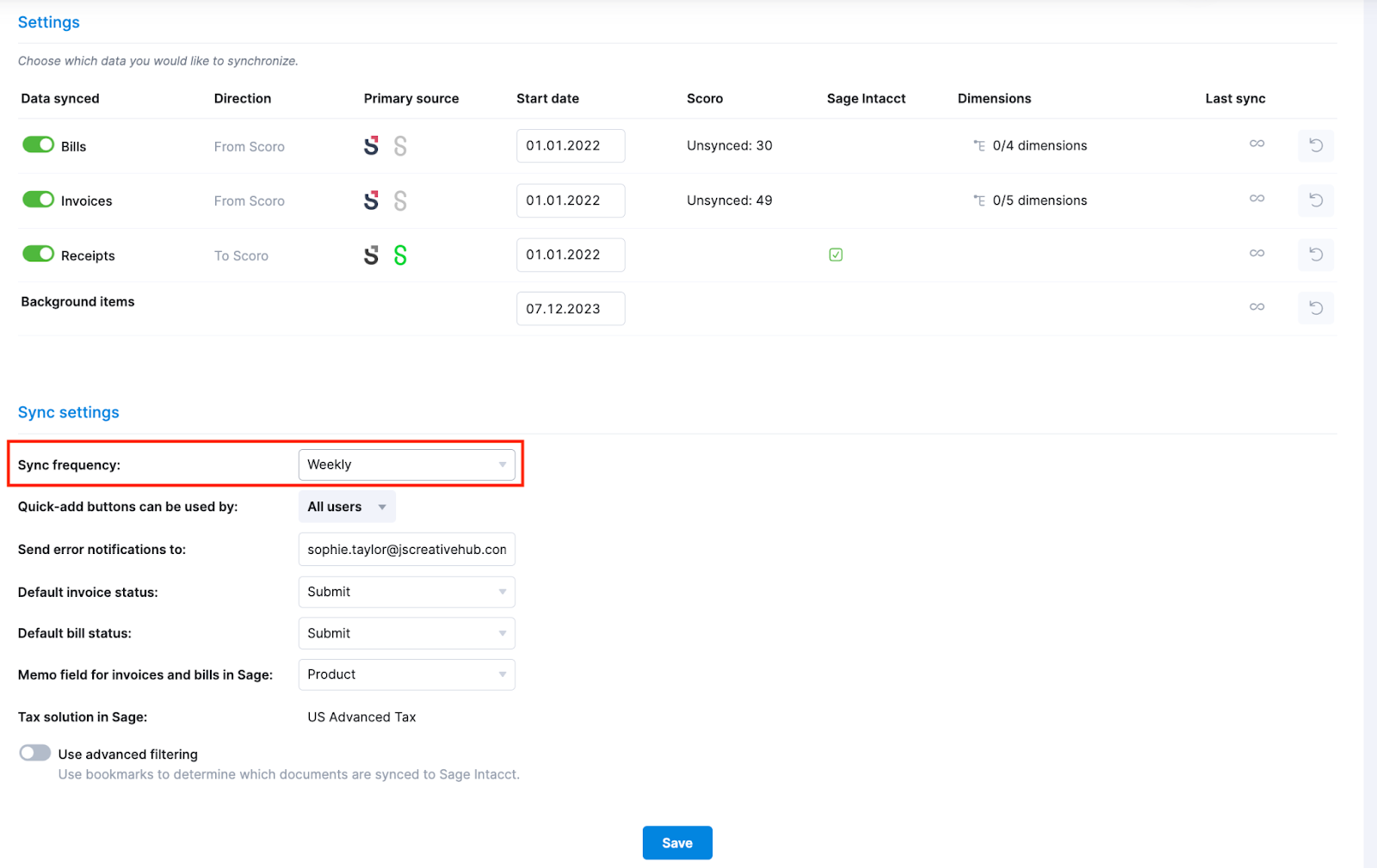 Sage Intacct – how the sync works – Scoro Help Center
