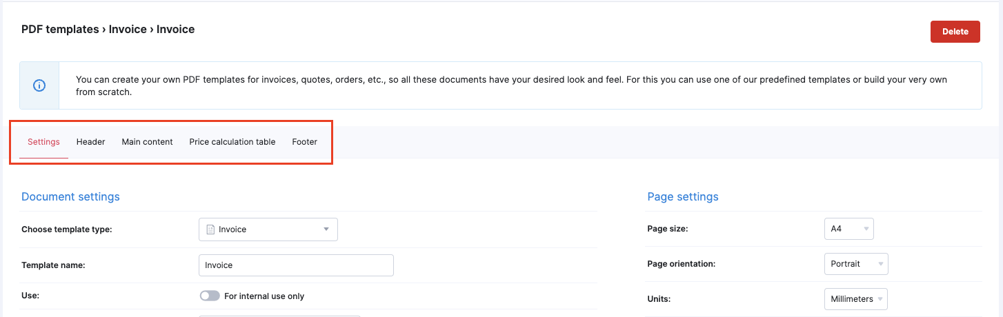 Adding Modifying And Deleting Pdf Templates Scoro Help Center