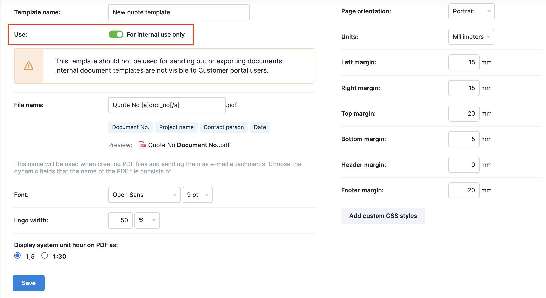 Adding Modifying And Deleting Pdf Templates Scoro Help Center