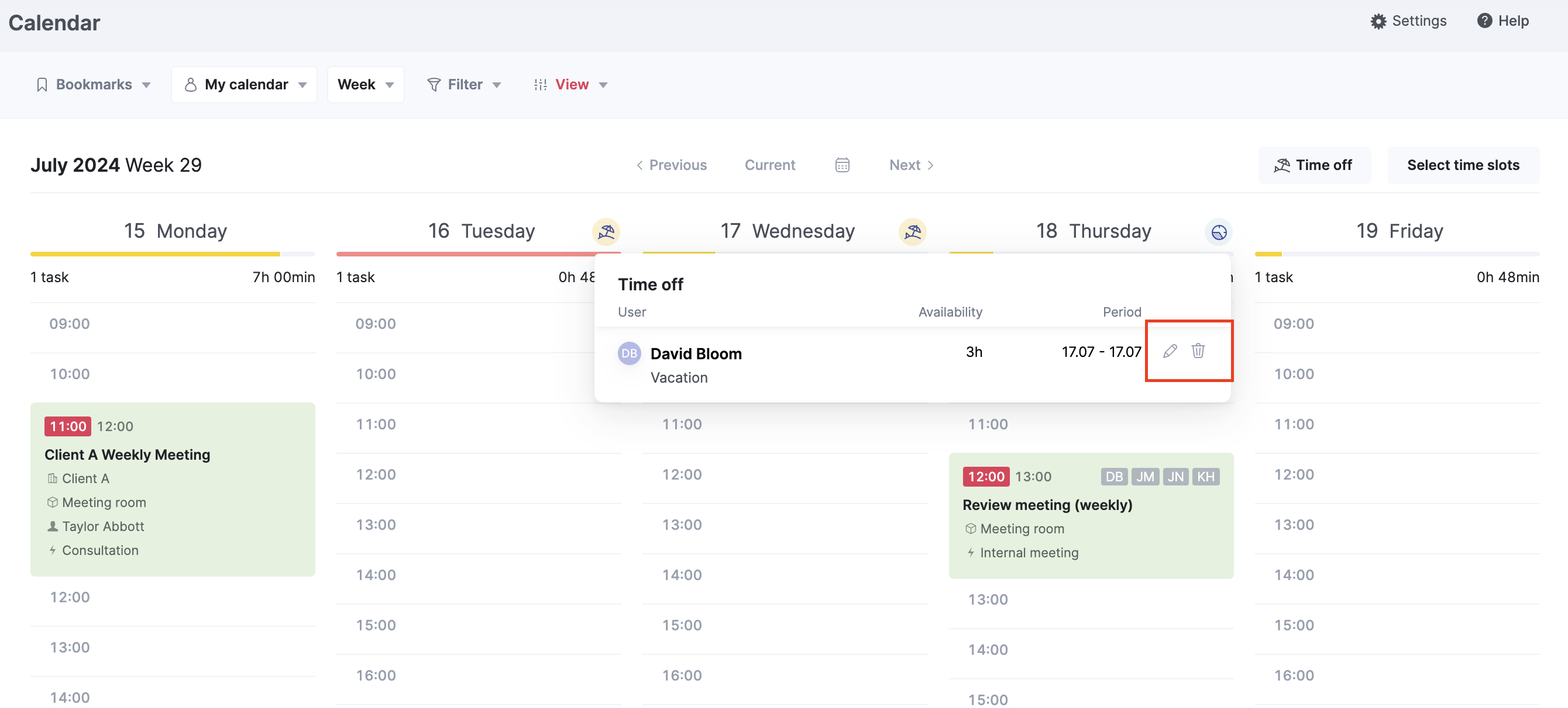 Time off – Scoro Help Center