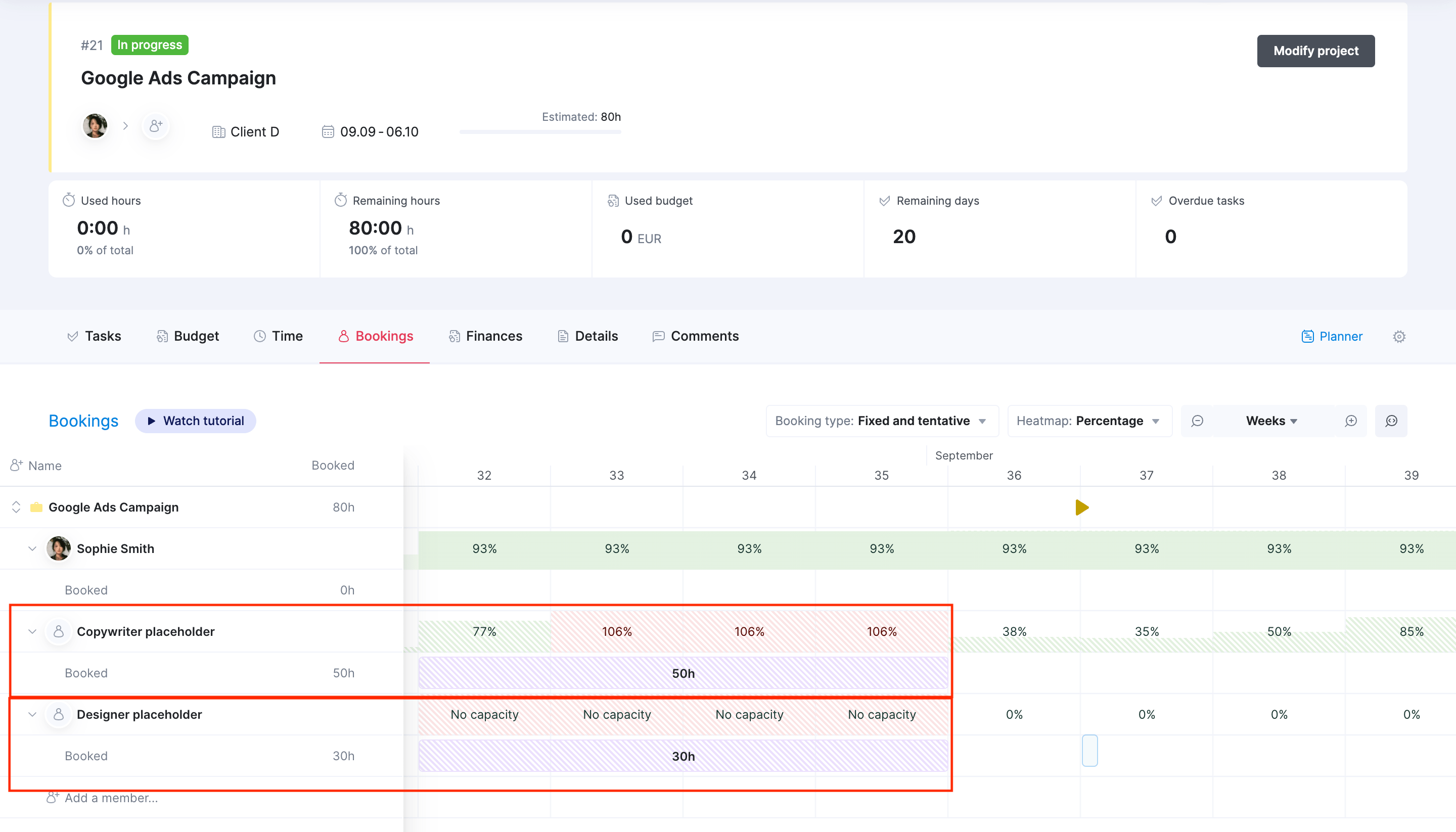 Managing bookings across the portfolio – Scoro Help Center