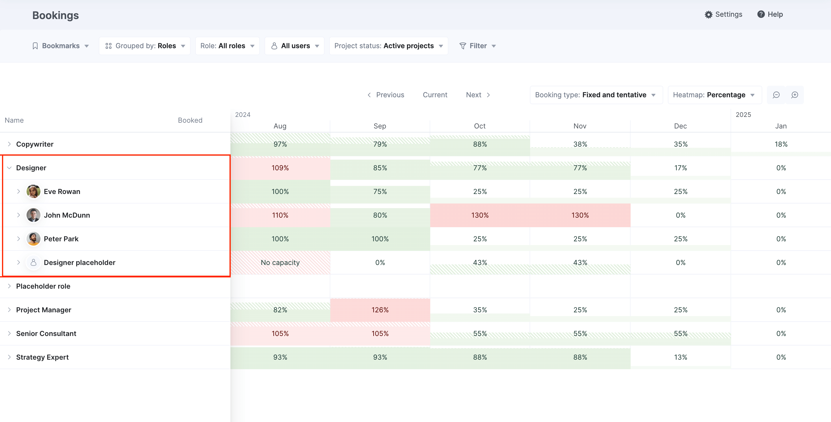 Managing bookings across the portfolio – Scoro Help Center