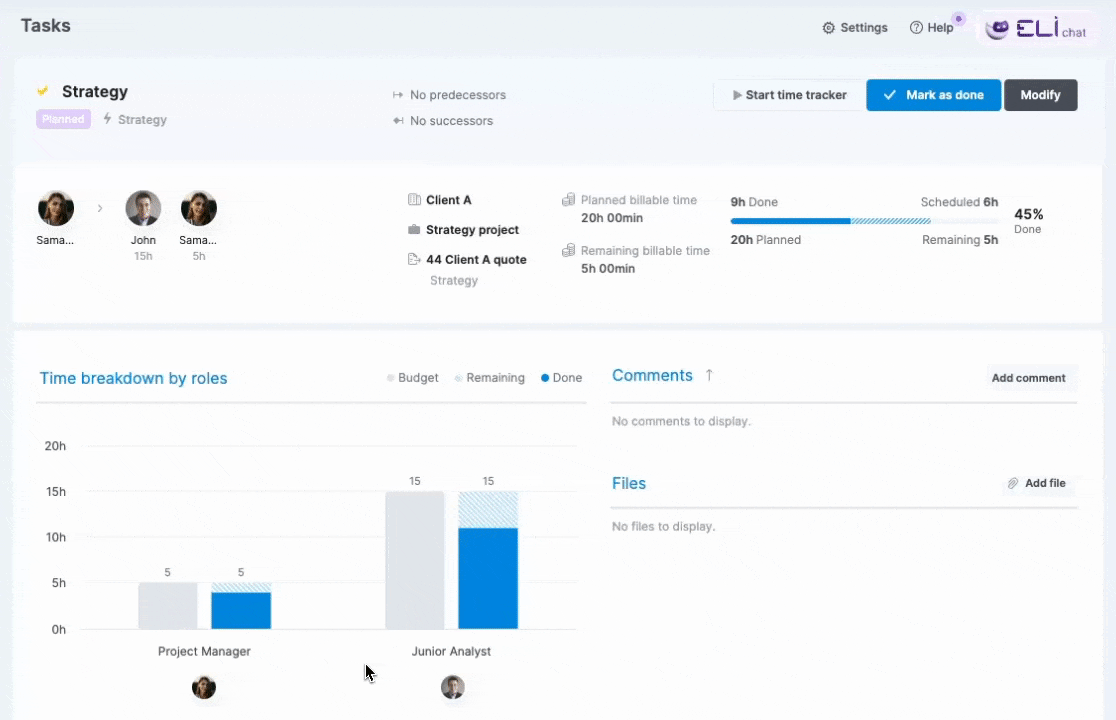 Time breakdown by roles at the task level – Scoro Help Center